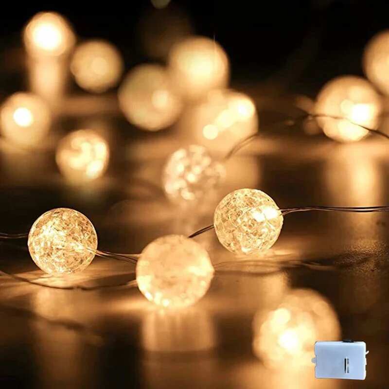 Рождественская гирлянда LED теплый белый свет 10/20/30 LEDs 1/2/3 м