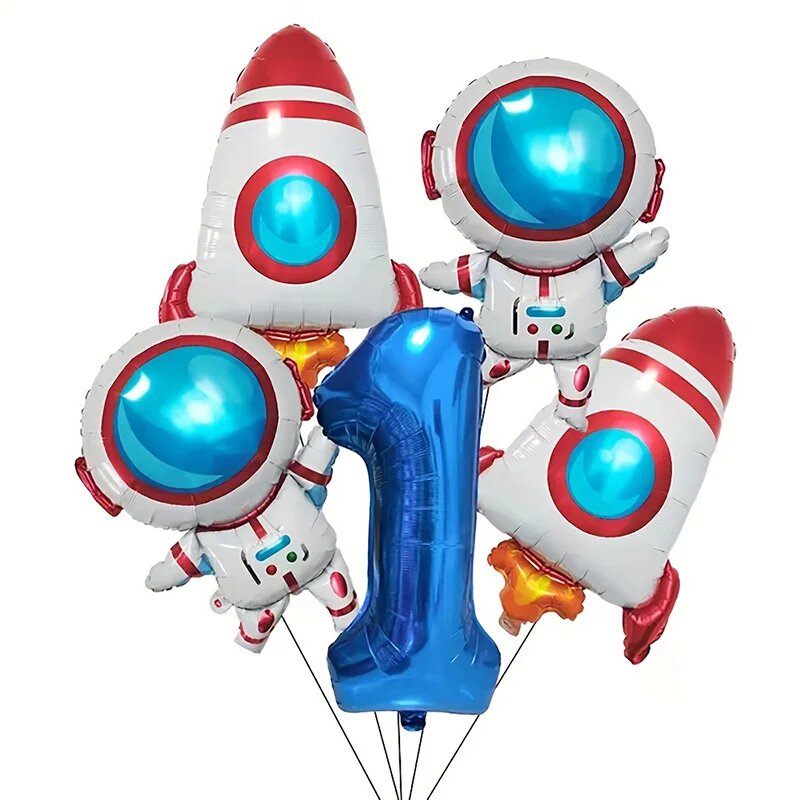 Космические фольгированные шары Planet Astronaut 32 дюйма, синие, для детей 0-9 лет Number 1