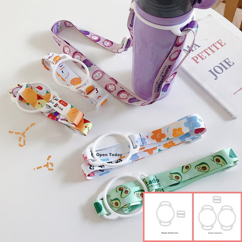 Lewang Douyin Internet celebrity mineral water beverage bottle water bottle strap milk bottle thermos cup strap water cup water bottle buckle lanyard travel water cup strap large mouth double buckle today's happy model