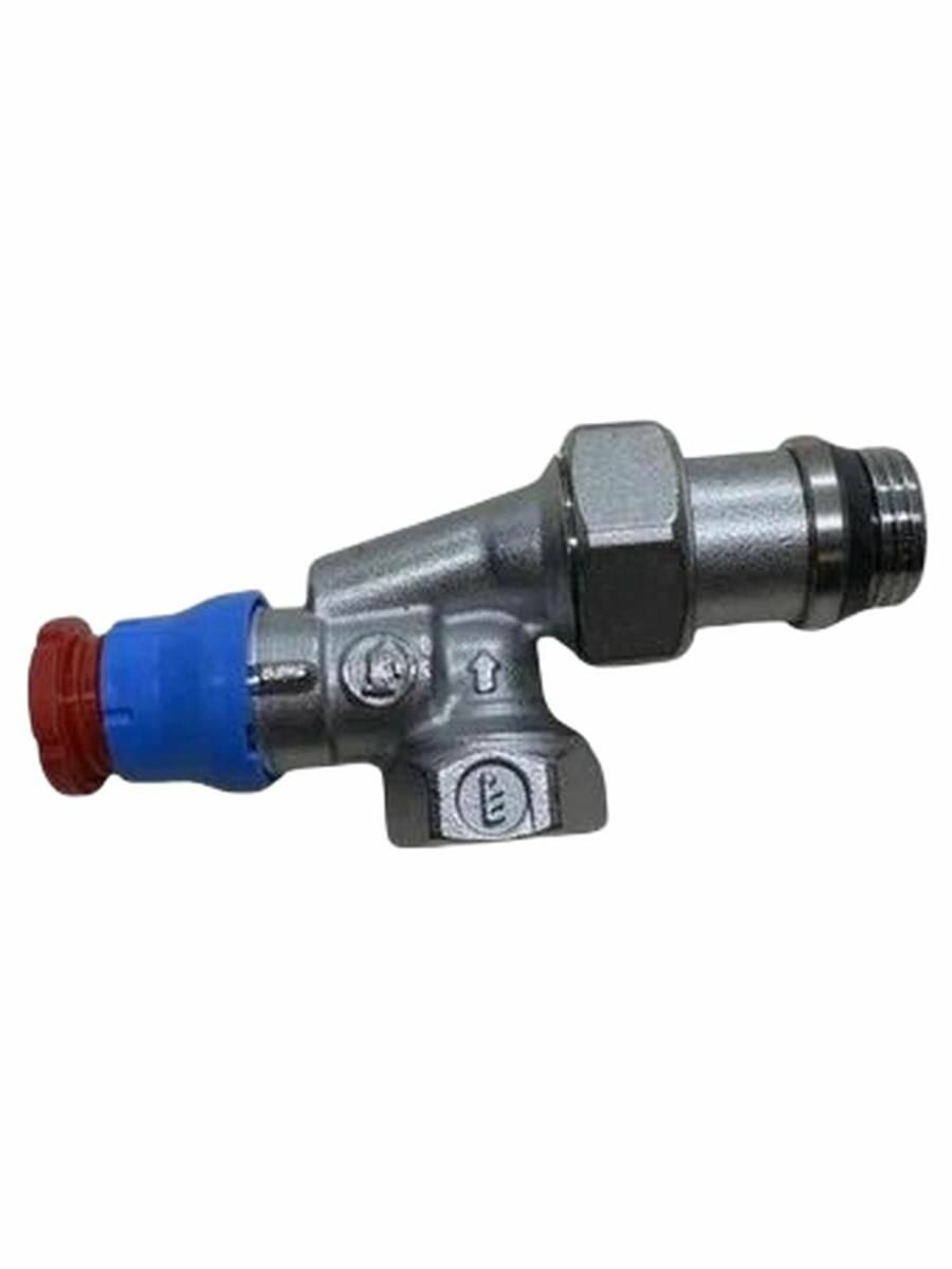 Угловой осевой термостатический клапан 1/2"x1/2" П-М, с защитой колпачком.