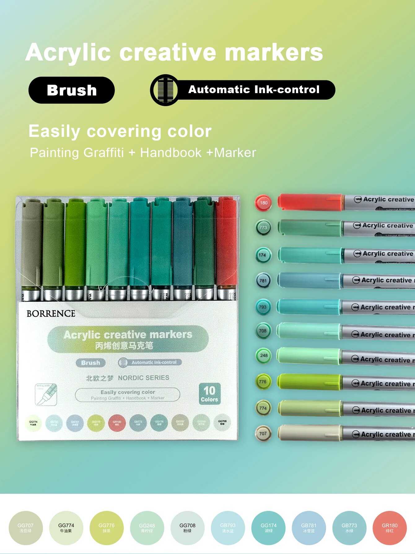 Маркеры BORRENCE 120 цветов Nordic Series