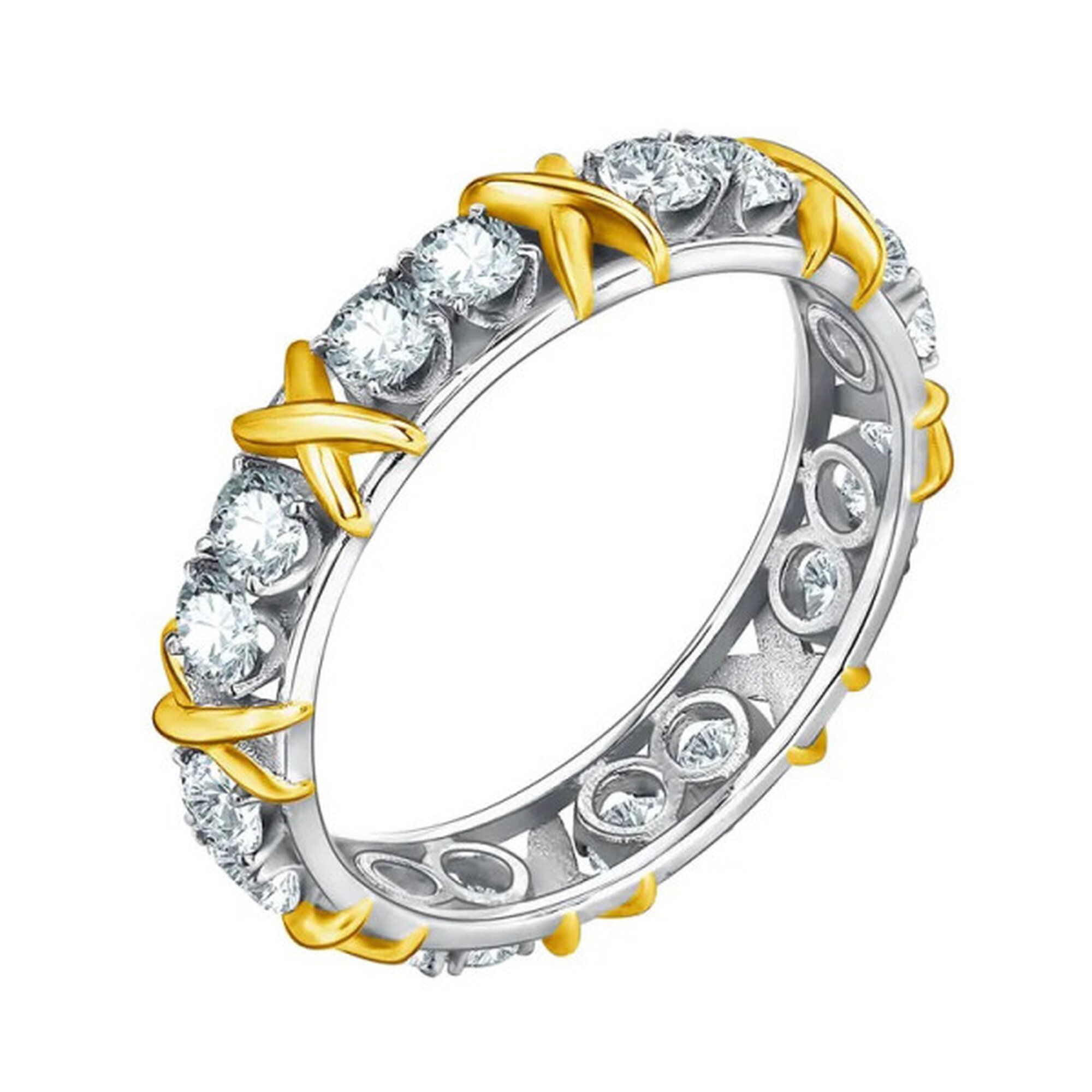 Кольцо дорожка, белое золото, 585 проба, фианит