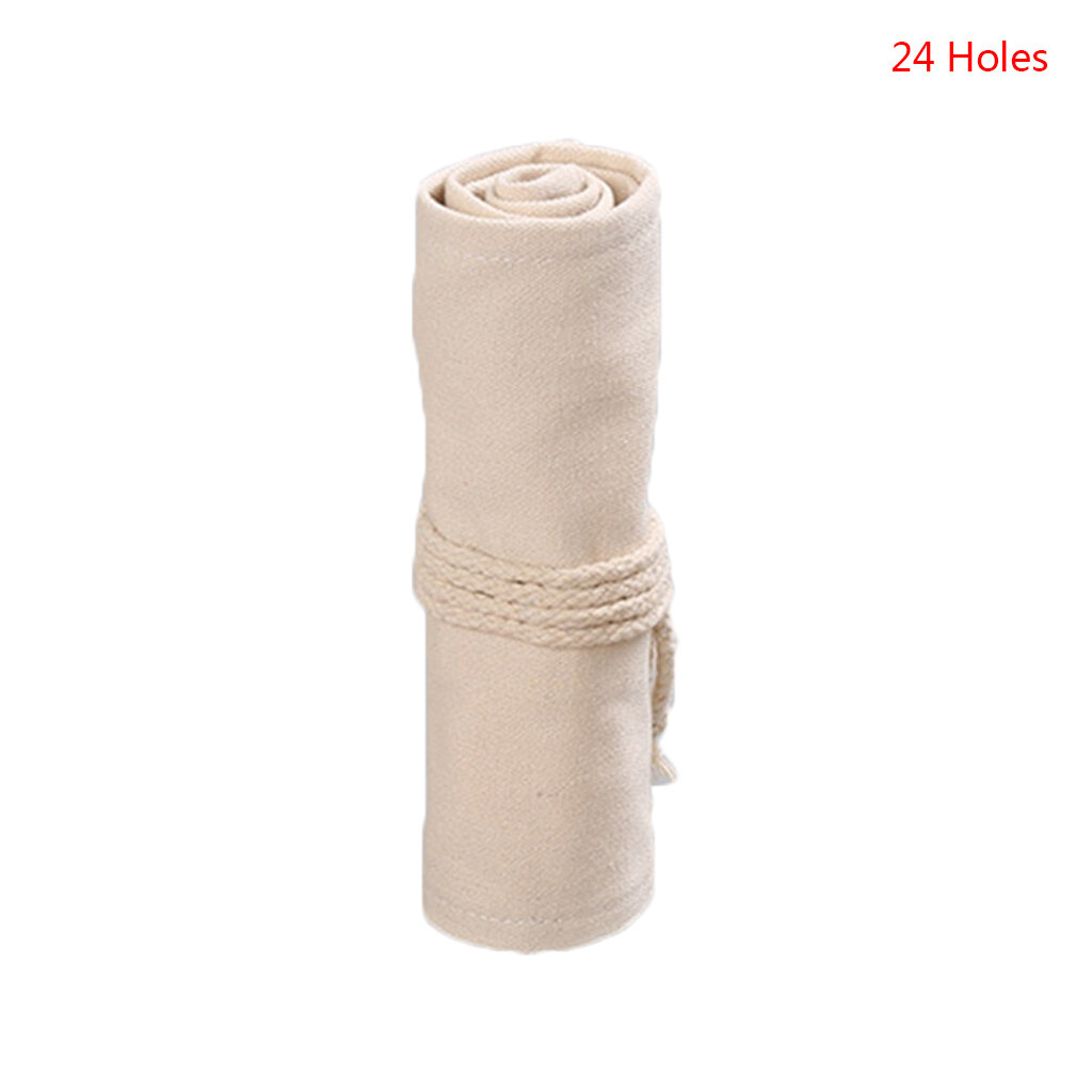 12/24/36/48/72 Отверстия Холст Рулонная Ручка Занавеска Сумка для Карандашей для Чехла Макияж Оберточная Бумага Держатель Сумка Для Хранения Школьных Принадлежностей