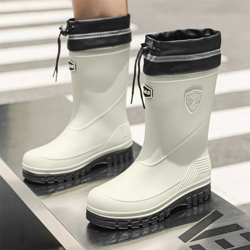 Полуботинки, водонепроницаемые, мужские, средней высоты, нескользящие, резиновые сапоги, мужские, высокого класса, для работы на кухне, рыбалки, резиновые сапоги с мягкой подошвой