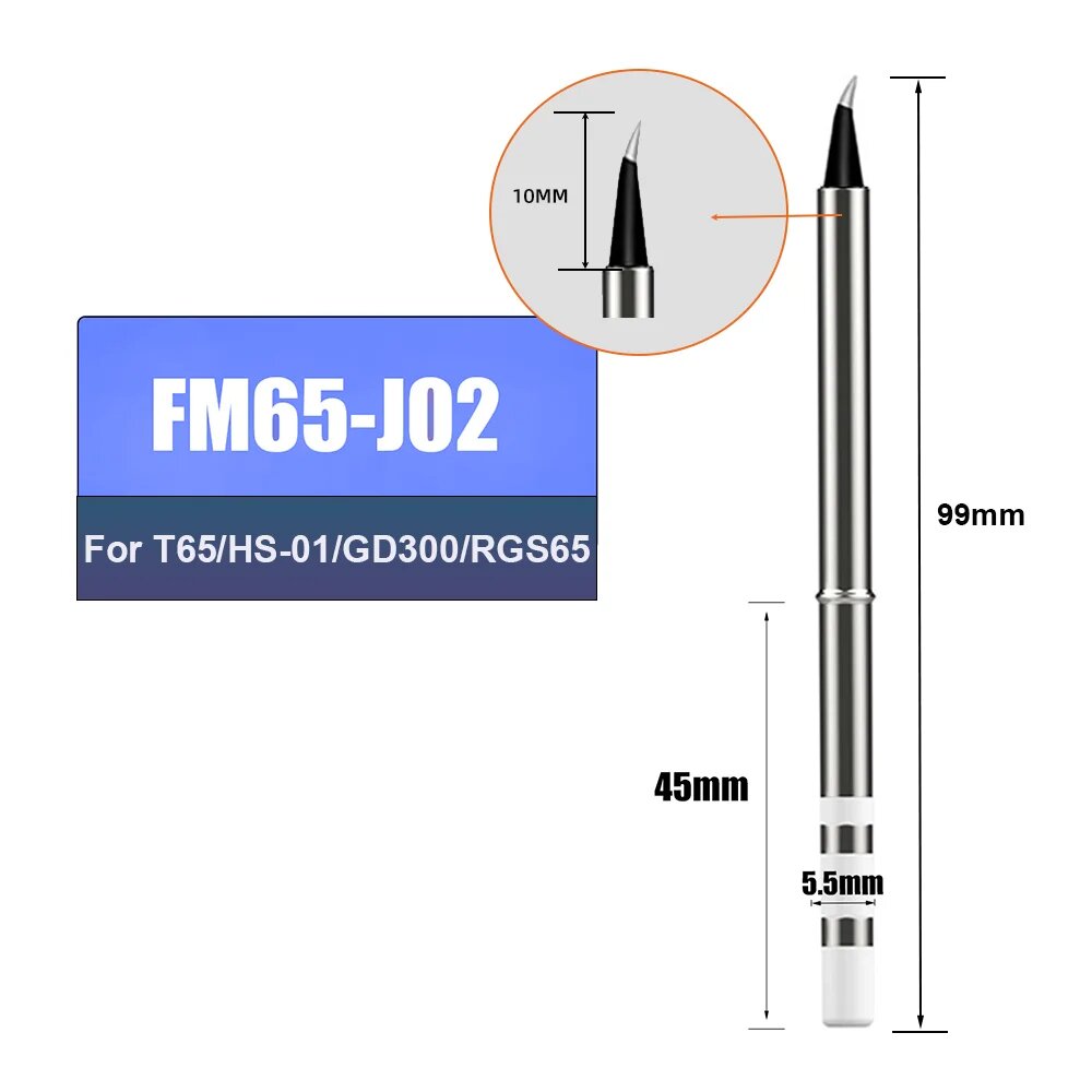 FMchip FM65 T65 Паяльные жала 5,5-6 Ом Высококачественные черные головки для T65 GVDA300 HS01 SH72 FM03 Сменное жало для паяльника