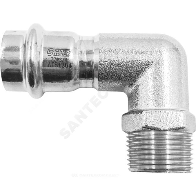 Угольник нерж AISI304 Дн18х3/4" пресс/НР SantechSystems