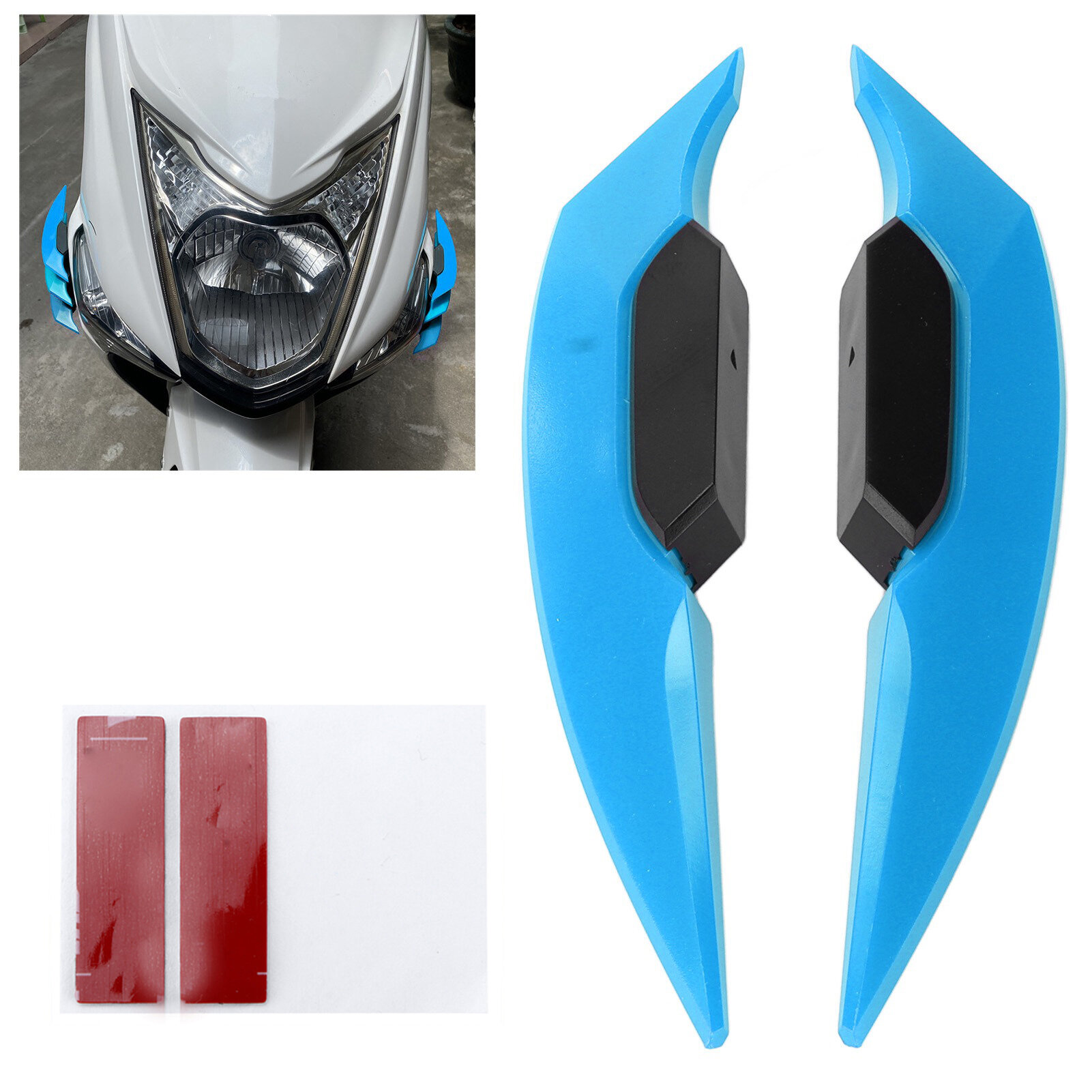 Пара крылышек мотоцикла, аэродинамическое крыло, универсальные аксессуары для мотоциклов, для электрического велосипеда, ATV UTVA, пара светло-голубых цветов
