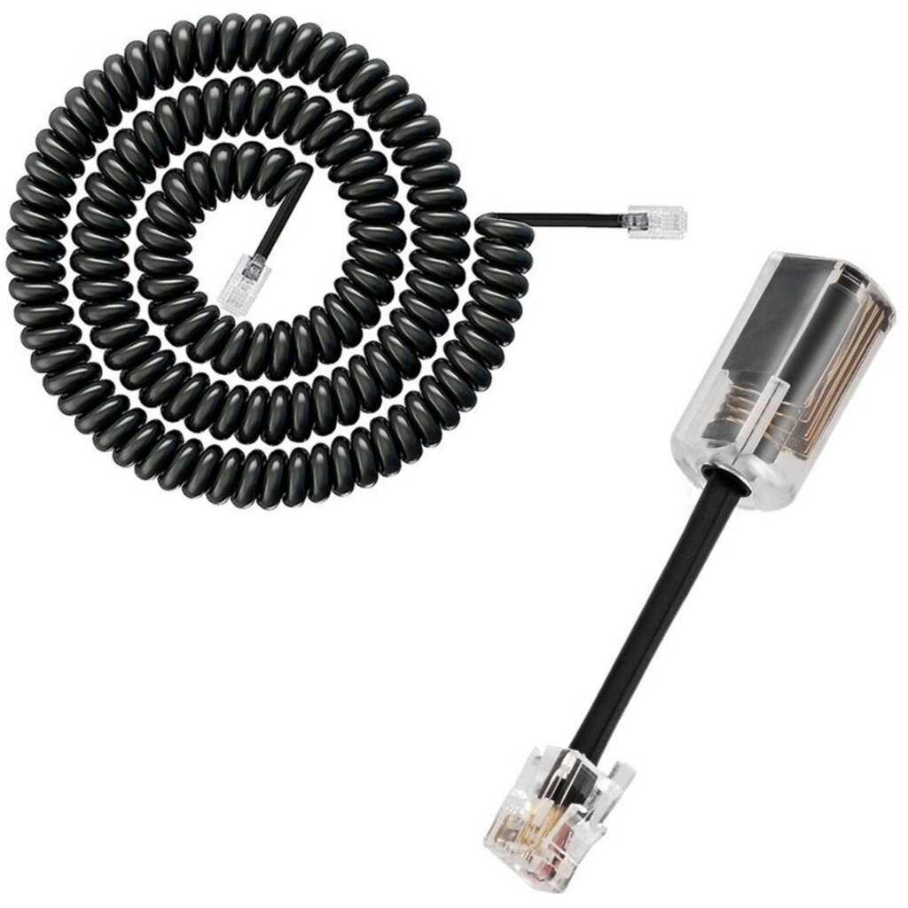 Устройство защиты от намотки телефонной линии RJ9 с ручкой для защиты от намотки провода-3 м-черный