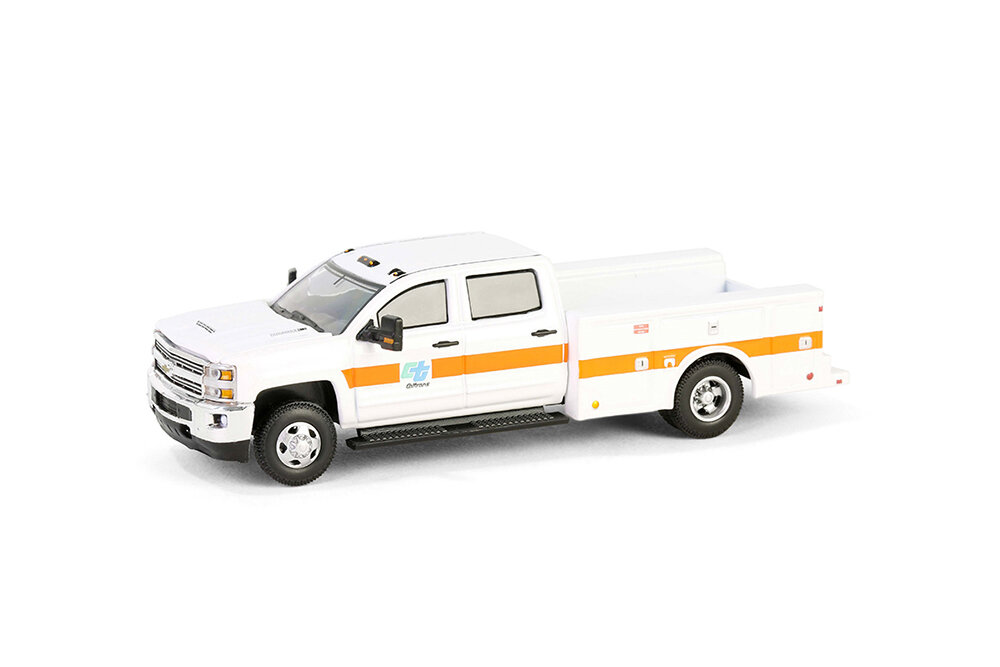 Chevrolet silverado hd 3500 service bed эвакуатор "caltrans" (california department of transportation) 2016 white/yellow (длина модели 6-10 см)