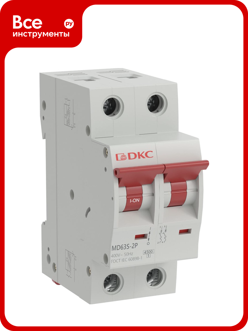 Автоматический выключатель модульный DKC YON max типа MD63S, 4,5кА, 2 полюса, хар ка C, 20А MD63S 2PC20 1 шт