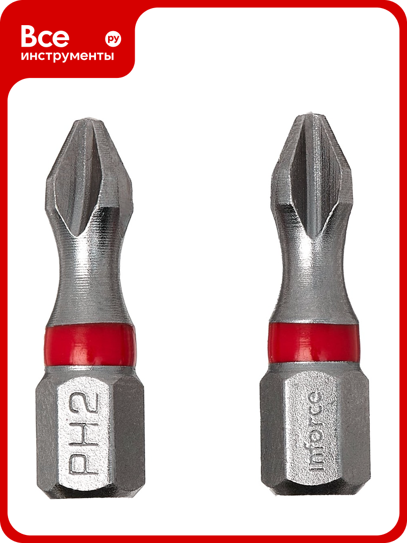 Бита (2 шт; PH2; 25 мм) Inforce 11-01-289, с шуруповертами при монтаже/демонтаже крепежа