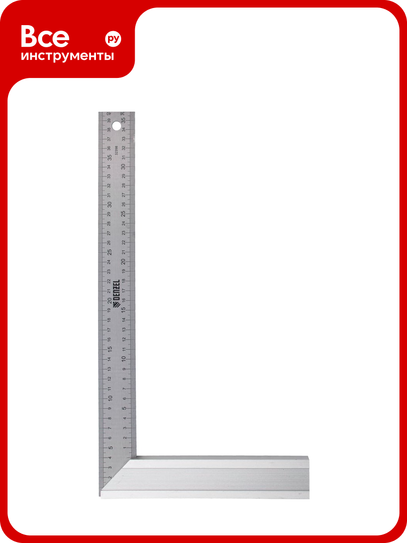 Угольник Denzel нержавеющая сталь, градуировка, алюминиевое основание, 400, для построения и контроля углов