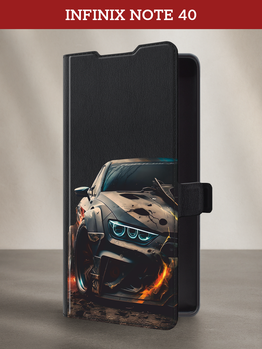 Чехол-книжка на Infinix Note 40 / Инфиникс Нот 40 с принтом На износ 2, черный