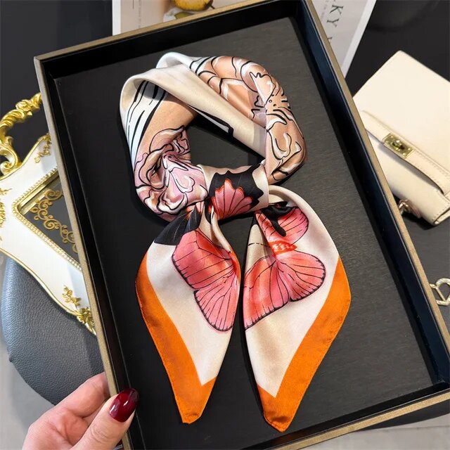 Роскошный новый дизайн, шарф с принтом, женские шелковые шарфы, бандана, хиджаб, шейный платок, шаль, повязка для волос, платок для женщин