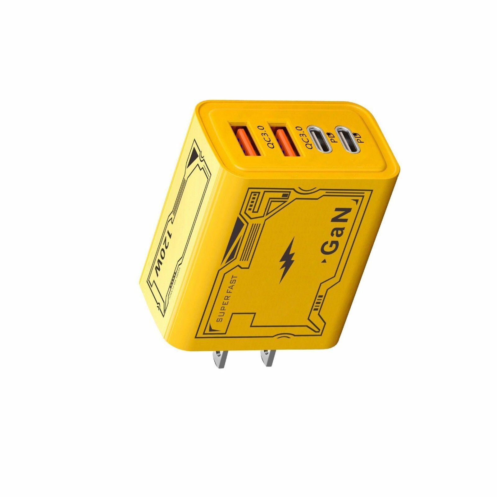 Продвинутое зарядное устройство 120W с двумя TypeC и 2xUSB для одновременной зарядки нескольких устройств