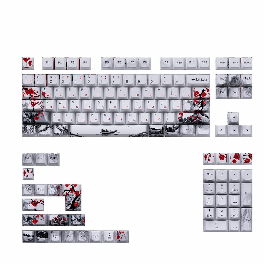 128 клавиш Plum Blossom OEM профильные колпачки для 87/96/104/108 механические переключатели клавиатур 7 языков