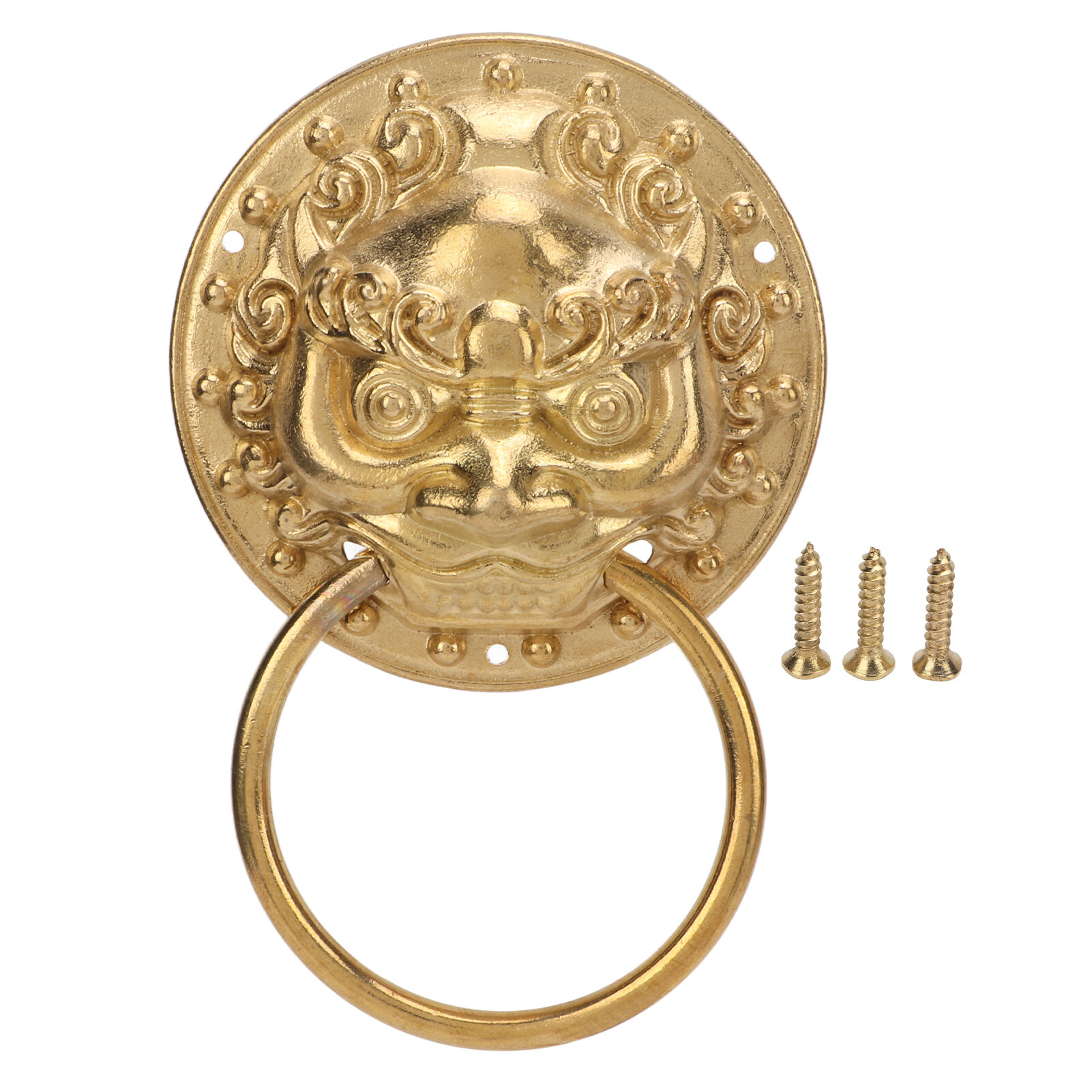 Дверной молоток в китайском стиле с головой животного, античная латунь, простая установка, устойчиво