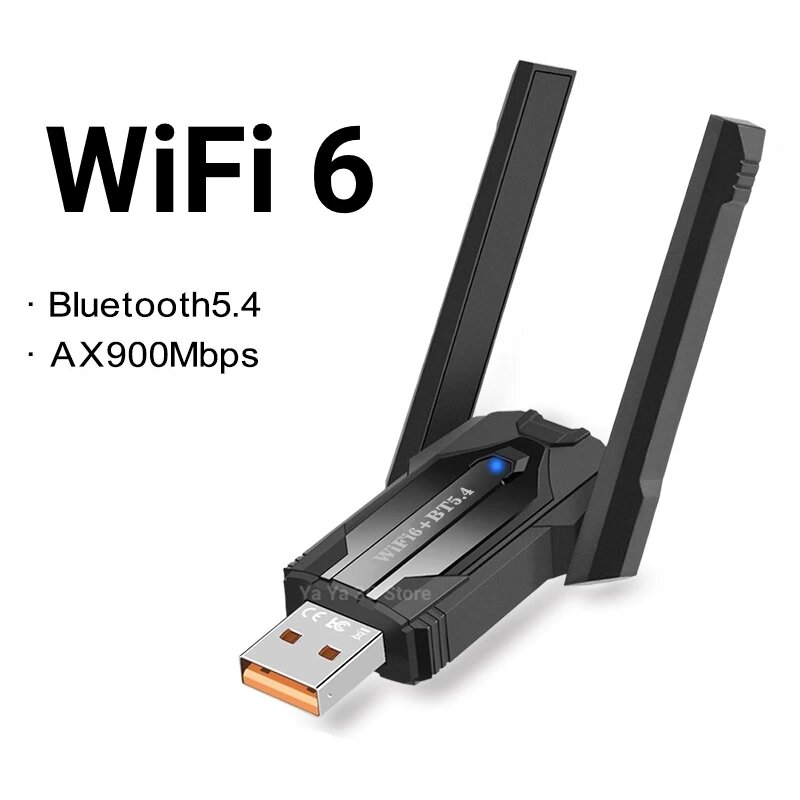 900 Мбит/с Wi-Fi адаптер Wi-Fi 6 Bluetooth 5.4 2 в 1 2,4G/5 ГГц USB сетевая карта беспроводной приемник для настольного ноутбука драйвер бесплатно, External Antenna