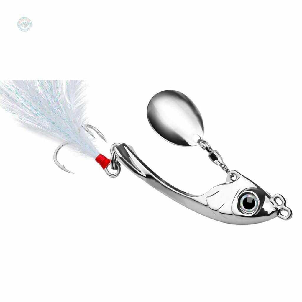 Металлическая блесна с оперённым хвостом для ловли окуня, форели, щуки и лосося твёрдая вращающаяся приманка с вибрацией и лазерным покрытием