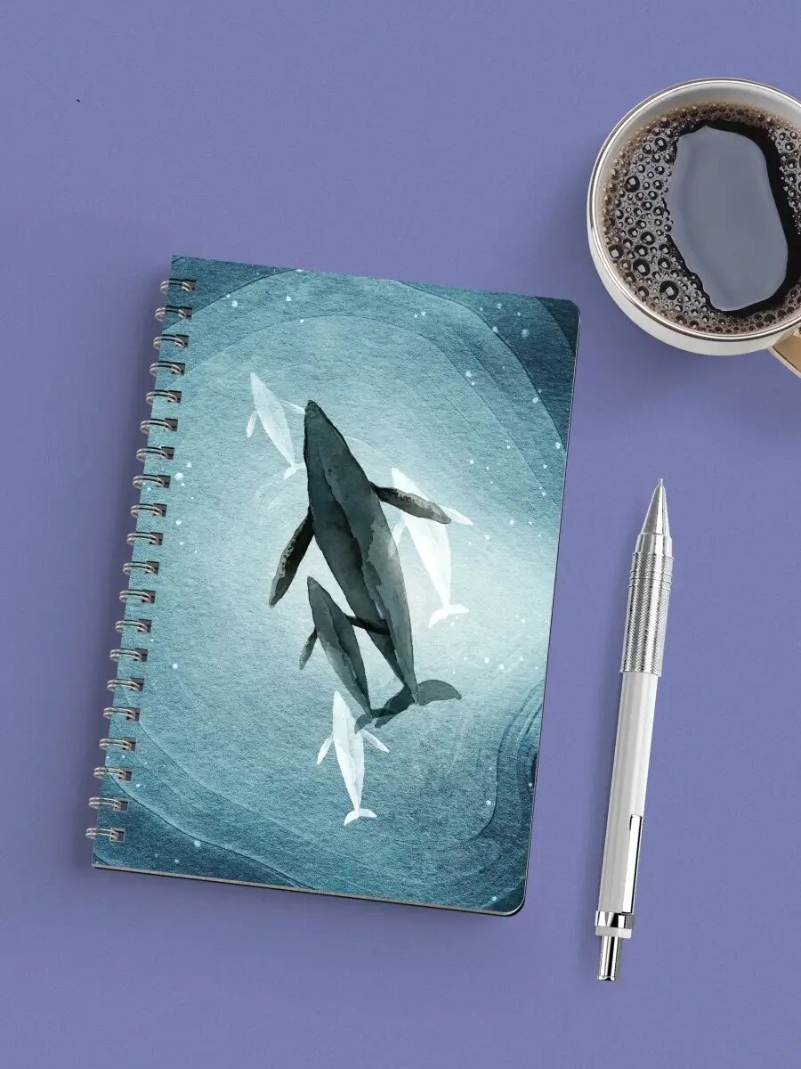 Скетчбук с рыбками блестящими для рисования Блокнот с рыбко YOUni , для рисования, A5, на спирали, ламинированная обложка, 28 листов