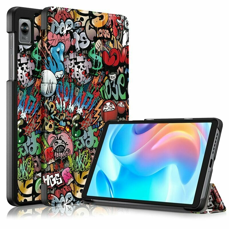 Чехол MyPads с магнитом для планшета Realme Pad Mini (8.7') (RMP2105), разноцветный с принтом граффити