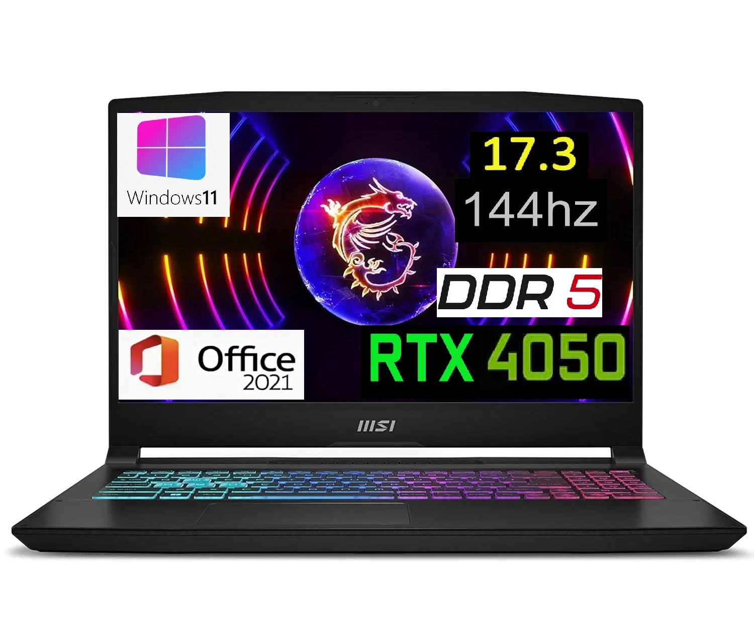 Ноутбук игровой MSI Katana 17.3" IPS 144гц, Core i7-13620H, 32 GB DDR5, SSD 1 TB, RTX 4050-6 GB, Win 11 PRO+MS office