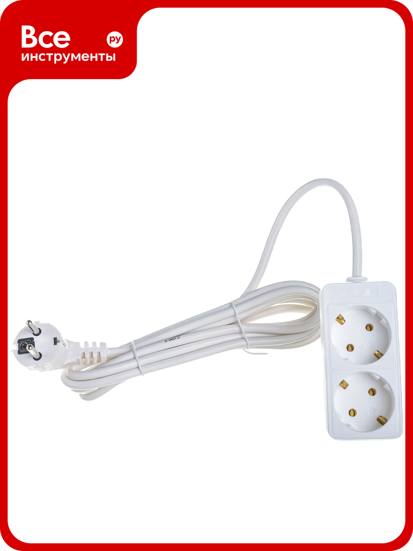 Бытовой удлинитель СОЮЗ ТМ, 3500Вт, с/з, 2гн, ПВС, 3м 481S-6203