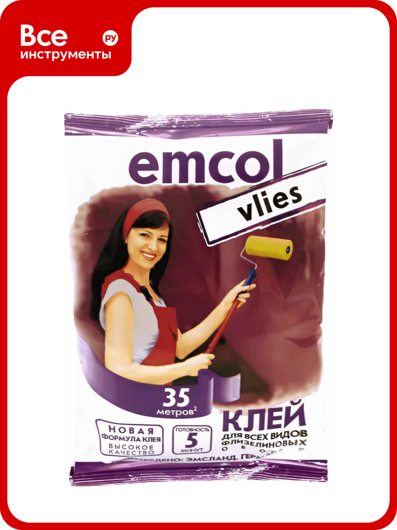 Клей для обоев emcol Флизелин, модифицированный крахмал, антигрибковое действие, подходит для флизелиновых обоев