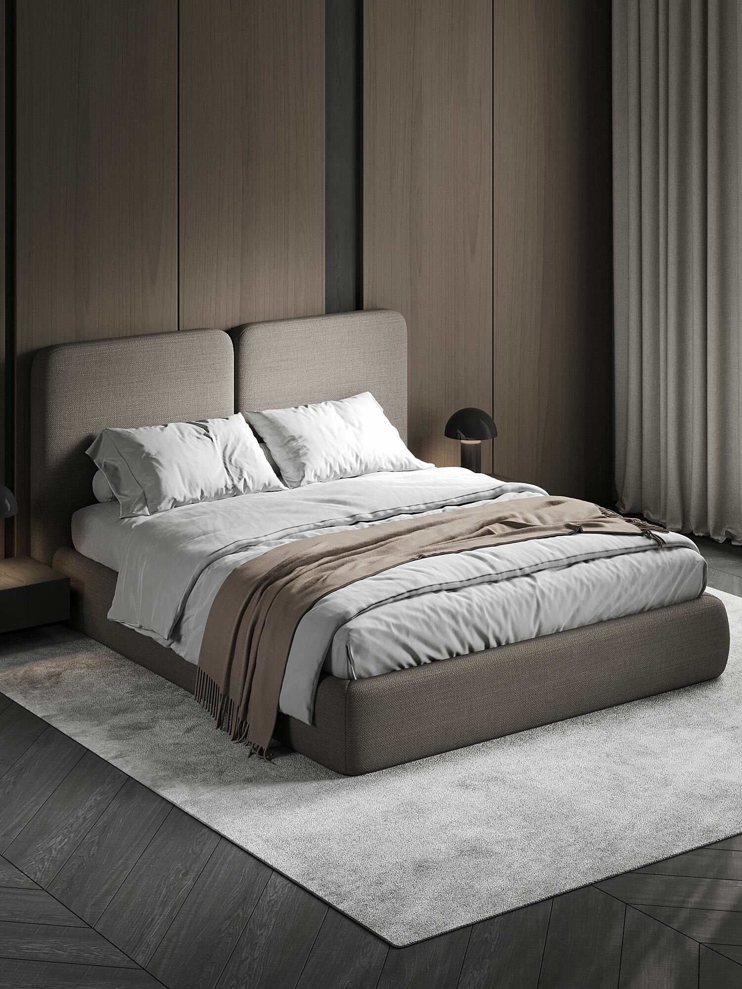 Кровать Альтхоум Lounge 8 Матрац 200х200 см/Каркас кровати 225х217 см коричневый, рогожка