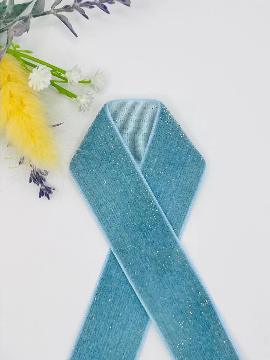 Бархатная лента с люрексом 2,5см (4 м)