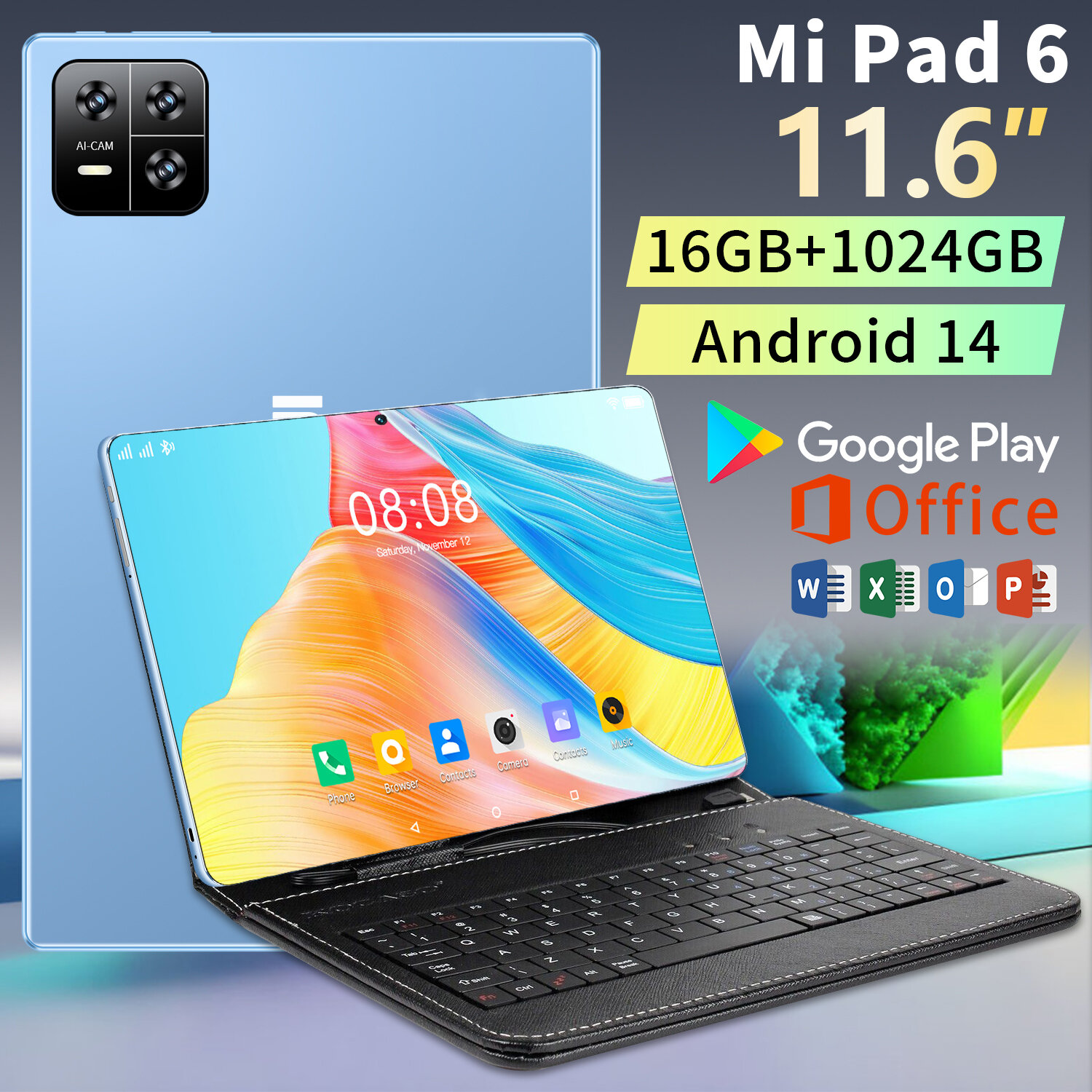 Мощный игровой планшет Mi Pad 6 Helio G99 16ГБ ОЗУ плавный запуск всех игр с клавиатурой чехлом защитным стеклом