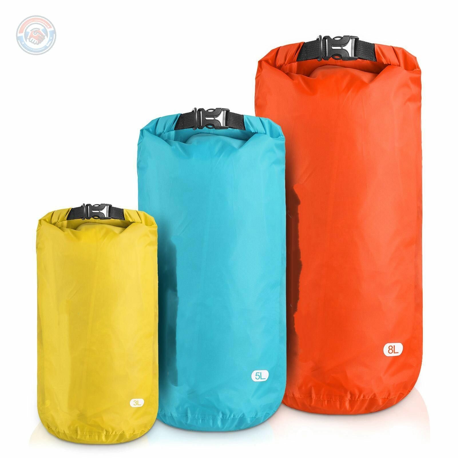 Гермомешок для активного отдыха водонепроницаемый сухой мешок из прочной ткани с закручивающейся крышкой, набор из 3 штук