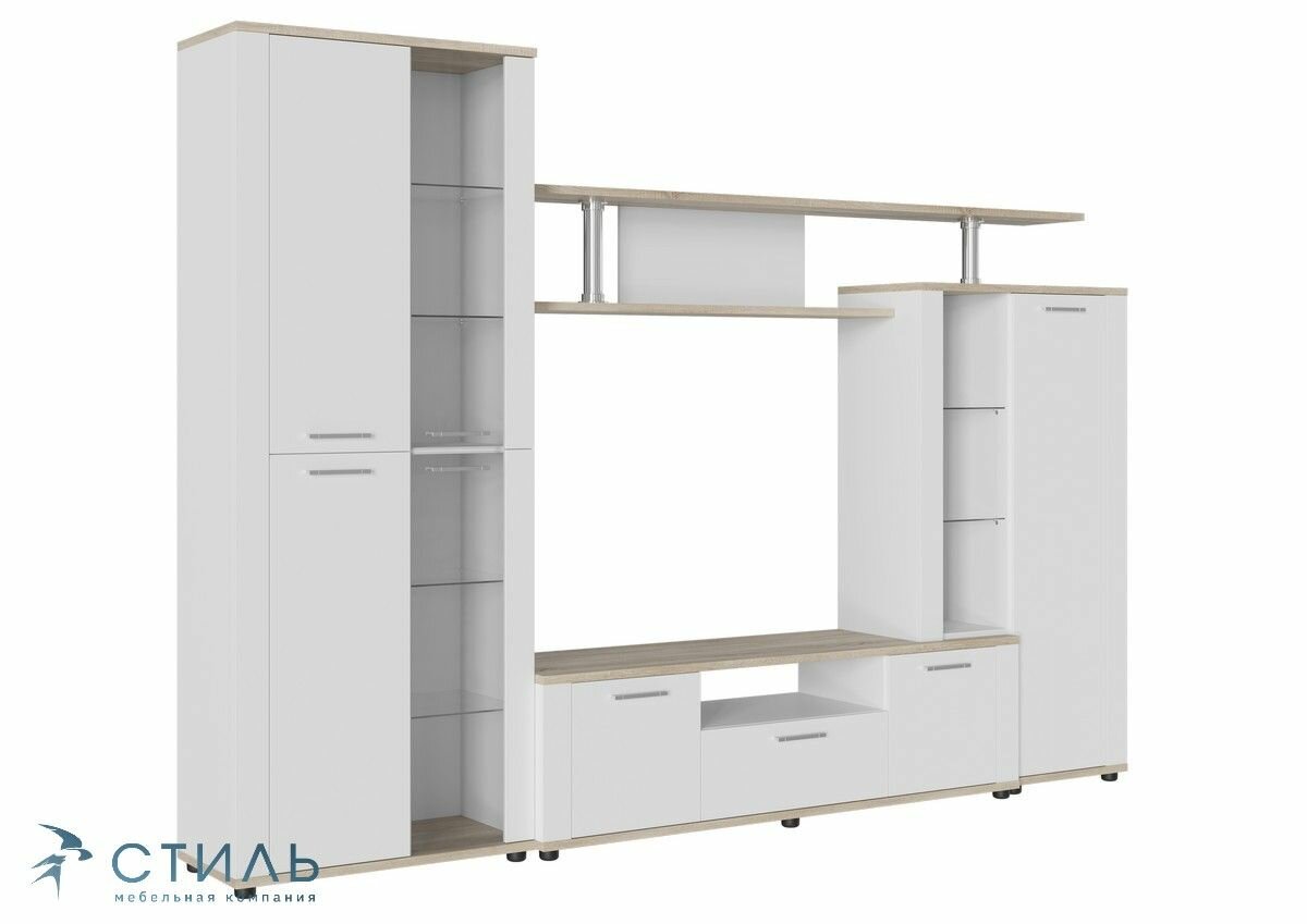 Стенка Соло-10 А НМ Дуб сонома светлый/Белый гладкий (Стиль)