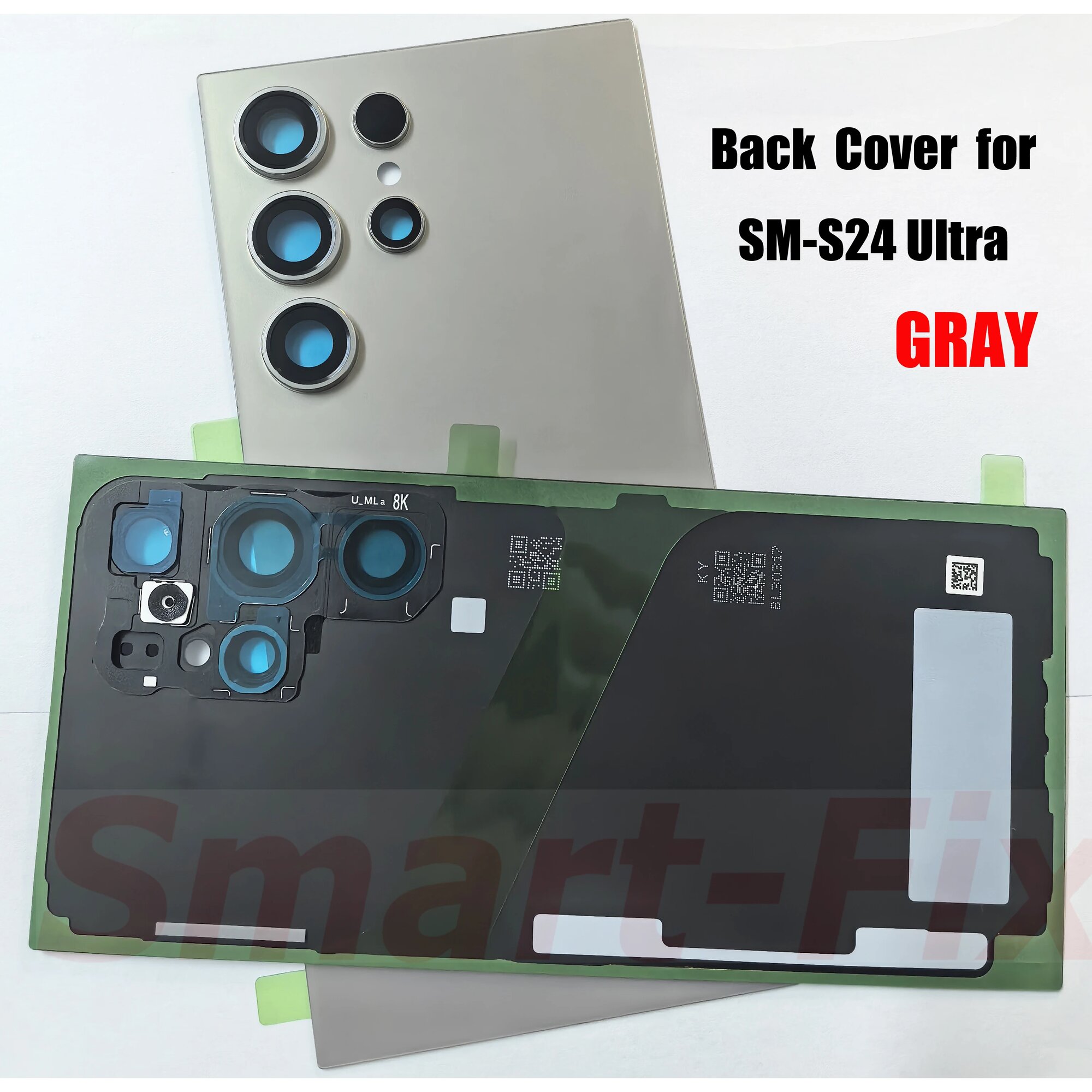 (O-E-M) Стеклянная задняя крышка для SAM-S24 Ultra S24U S24ULTRA 5G Задняя стеклянная задняя крышка Батарейный отсек со стеклом камеры + клей