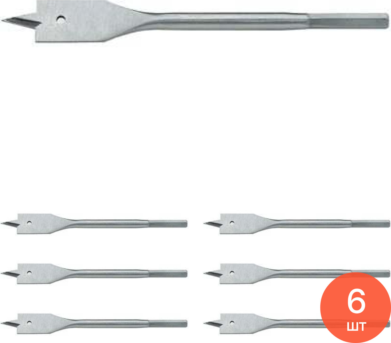 Сверло по дереву 888 перовое, шестигранный хвостовик, из инструментальной стали, диаметр 14мм, длина 152мм / инструменты (комплект из 6 шт)