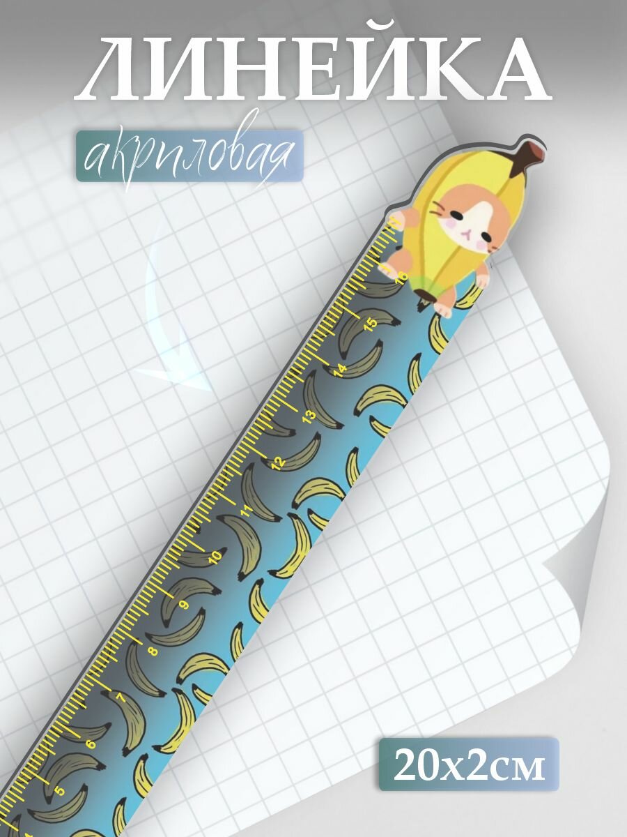 Линейка школьная Кот - мем