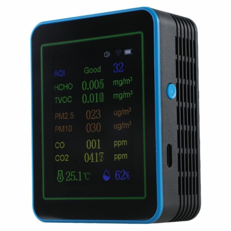 Тестер качества воздуха HCHO TVOC CO CO2 PM2.5 PM10