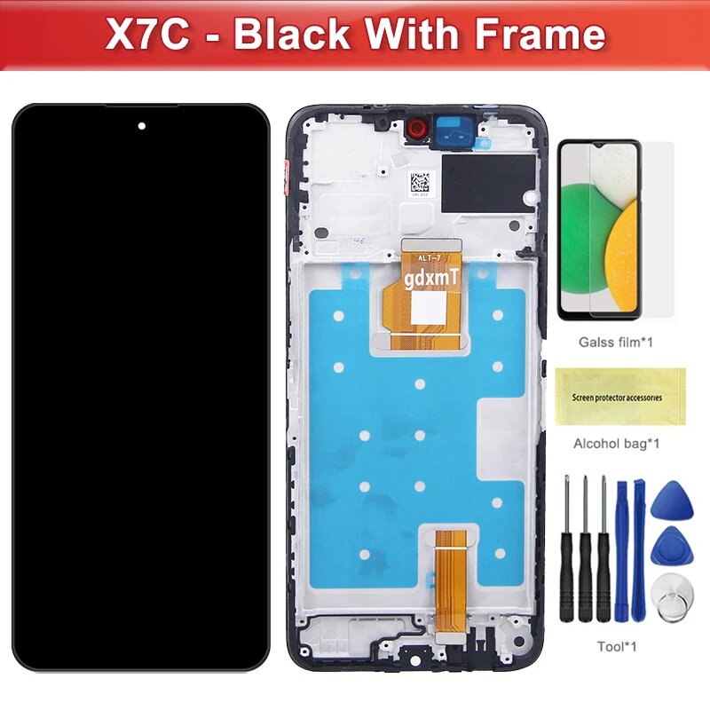 6,77 'OEM для Honor X7C для Honor X7C ЖК-дисплей, сменный преобразователь Black With Frame