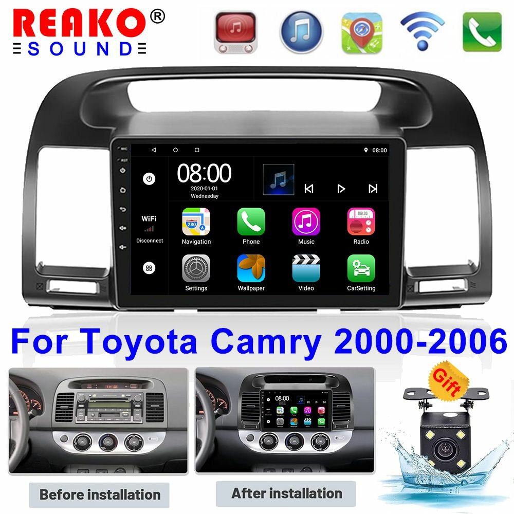 Штатная магнитола 9 дюймов для Тойота Камри 30/ Toyota Camry 30 (XV30) 2+64гб на Андроид 2 din Навигатор Carplay Bluetooth WIFI AUX