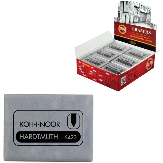 Ластик-клячка Koh-i-noor художественный, 47x36x10 мм, супермягкий, серый, 6423018004KD