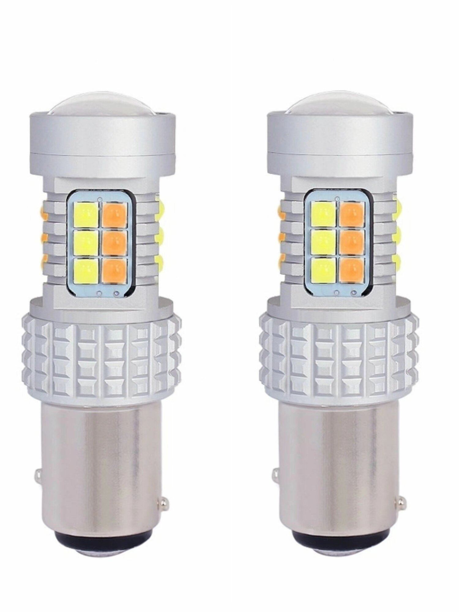LED лампа P21/5W(BAY15D) дхо для авто, габаритные огни (12В) Белый-желтый, 2 шт.