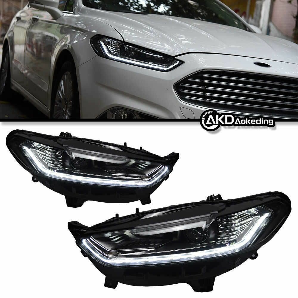 Фары автомобильные, 2 шт , арт Подходит для 13 16 моделей Ford Mondeo Комплект фар с LED двойными линзами и дневными ходовыми огнями