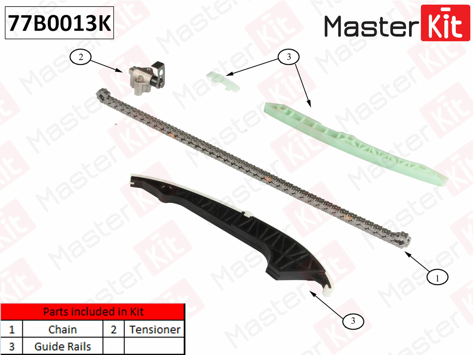 Комплект Цепи Грм Audi A3/A4/A5, Volkswagen Passat 1.8-2.0 Tfsi 06-(Без Звездочек)(Masterkit 77B0013K)