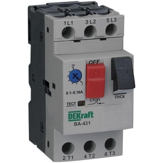Выключатель автоматический для защиты двигателя Dekraft 3п 0.4-0.63А 100кА ВА-431, 21223DEK
