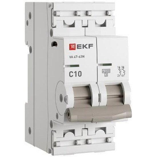 Автоматический выключатель Ekf 2п C 10А 4.5кА ВА 47-63N PROxima, M634210C