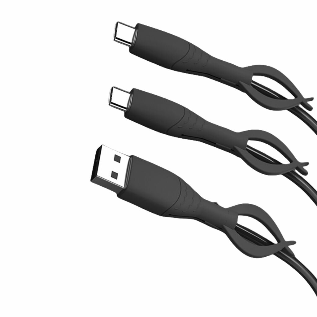 Аудиоаксессуары+1 комплект из 3-х силиконовых защитных оболочек для кабеля передачи данных-черный