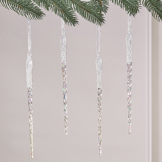 Набор елочных игрушек Сосульки Beckington 22 см белый, 4 шт, Winter Deco, 1000318