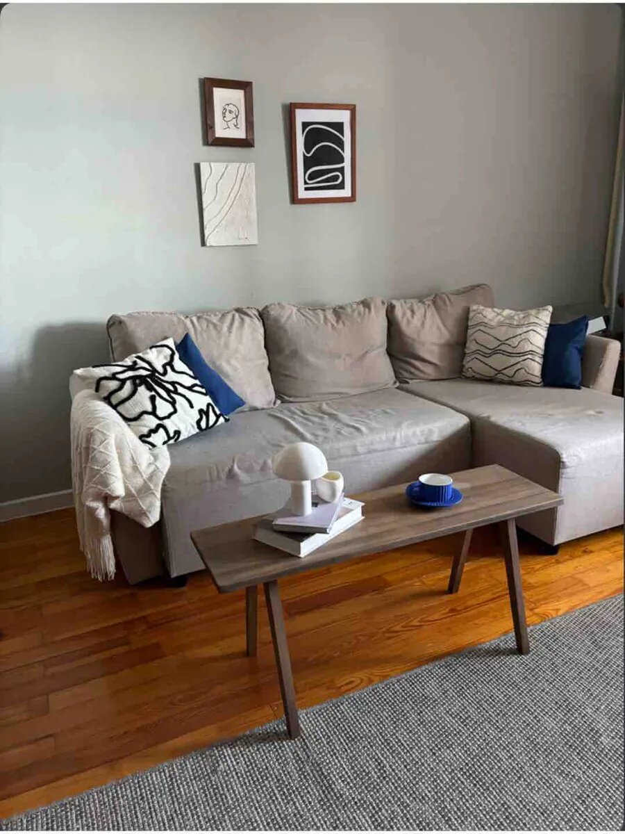 Журнальный стол консоль из массива дерева бук, 100*30*45 темный