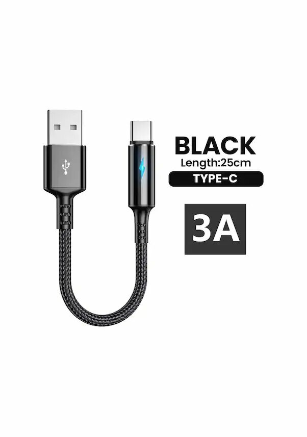Короткий кабель Olaf USB C длиной 0,25 м — Micro USB, быстрая зарядка, совместим с iPhone/Xiaomi/Huawei/Samsung, бежевый