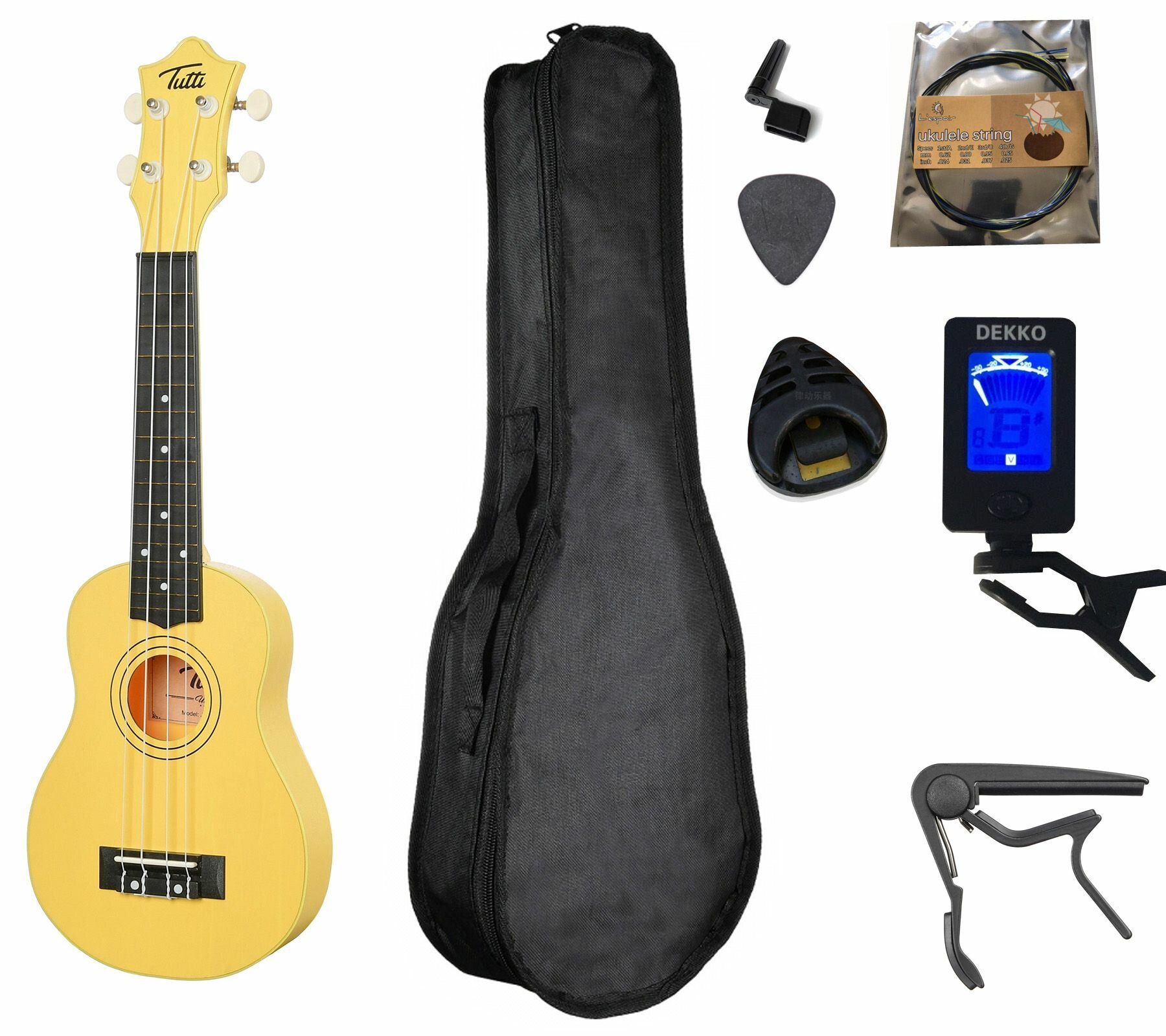 TUTTI JR-10 PACK GOR горчичный - Набор: укулеле с аксессуарами